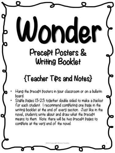Wonder by R.J. Palacio {Comprehension, Art, Writing, Vocabulary ...