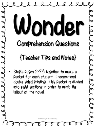 Wonder by R.J. Palacio {Comprehension, Art, Writing, Vocabulary ...