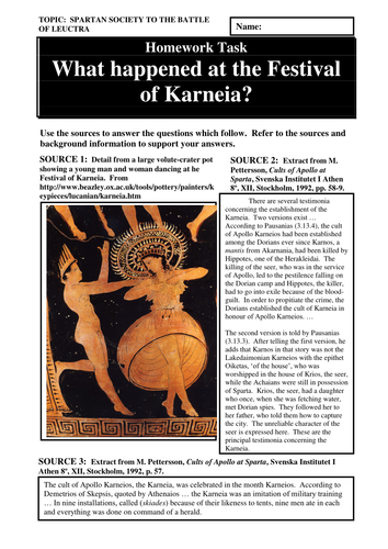 What happened at the Festival of Karneia? | Teaching Resources