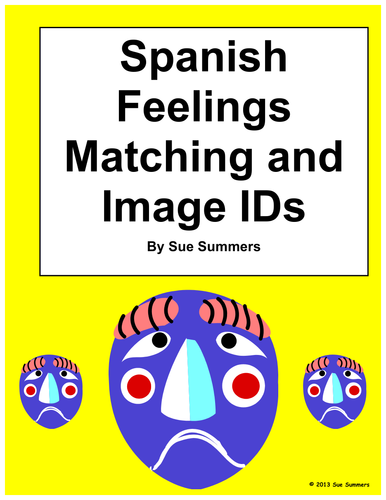 Spanish Feelings Matching and Image IDs Worksheet or Quiz | Teaching ...