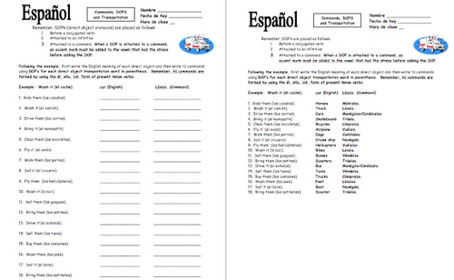 Spanish Commands Tú Affirmative Bundled Packet Homework & Reference ...