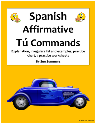 Spanish Commands Tú Affirmative Bundled Packet Homework & Reference ...