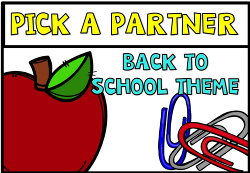 Back to School Freebie Pick a Partner | Teaching Resources
