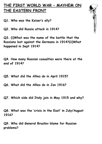 World War One In Colour Video Worksheets | Teaching Resources