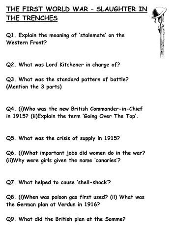 World War One In Colour Video Worksheets | Teaching Resources