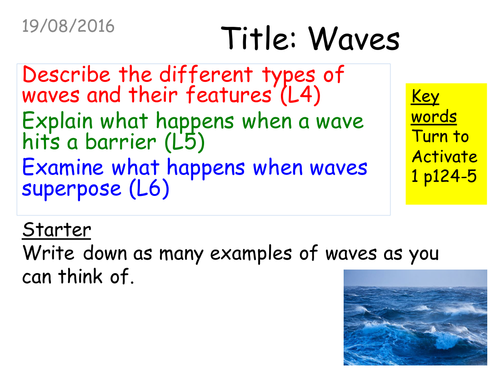 P1 2.1 Waves | Teaching Resources