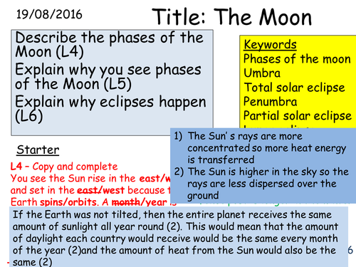 P1 4.4 The Moon | Teaching Resources