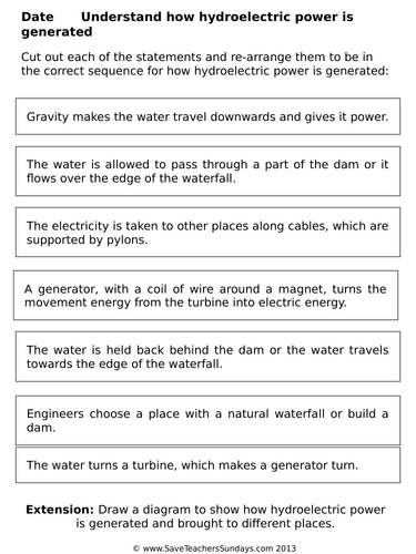 Hydroelectric Power KS2 Lesson Plan and Worksheet / Activity (How ...
