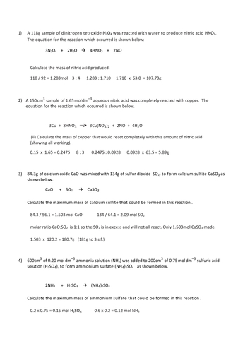 AQA A-level / AS Reacting masses | Teaching Resources