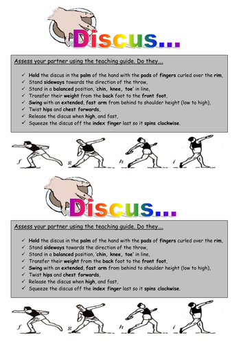 Athletics Reciprocal cards for javelin, shot put, sprinting, hurdles ...