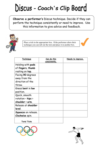 Athletics Reciprocal cards for javelin, shot put, sprinting, hurdles ...