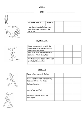 Athletics Reciprocal cards for javelin, shot put, sprinting, hurdles ...