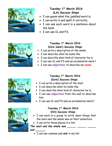 Snail and the Whale by Julia Donaldson year 2 literacy planning and all ...