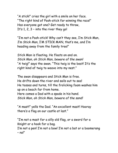 Stickman by Julia Donaldson Year 2 literacy plan and all resources ...
