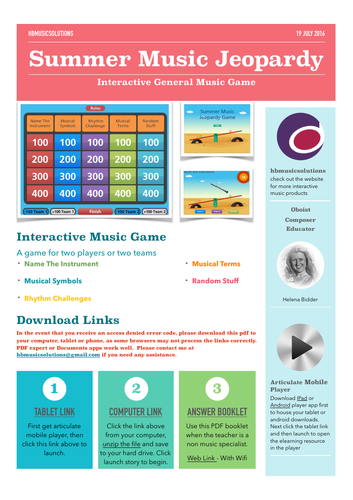 Summer Team Interactive Music Quiz | Teaching Resources