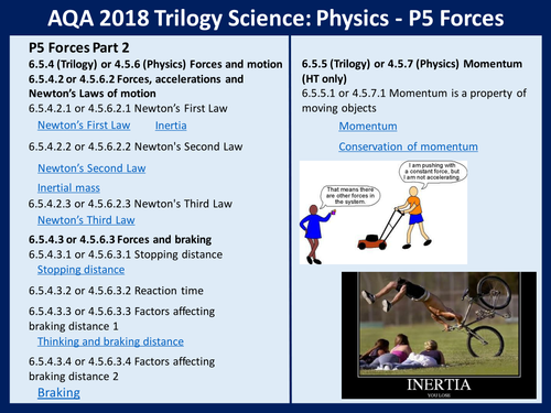 new 2018 AQA GCSE P5 Forces, Physics for Trilogy Science by ...