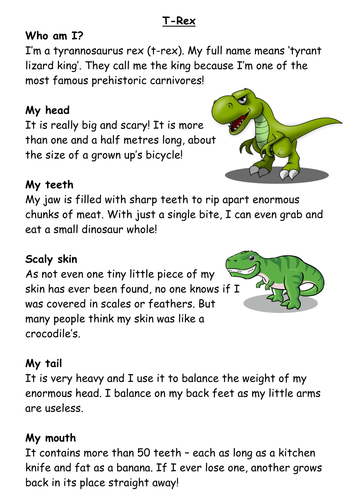 Year 2 literacy plan based around the tyrannosaurus rex | Teaching ...