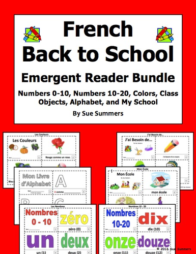 French Back to School Emergent Readers Bundle - 6 Sets of 2 Booklets ...
