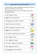 Homophones: Where, Were, We're and Wear | Teaching Resources