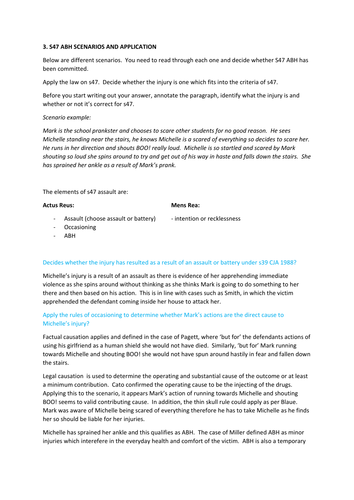 A-Level Law - Non-fatal offences – s47 ABH OAPA 1861 PPT & AFL by njf81 ...