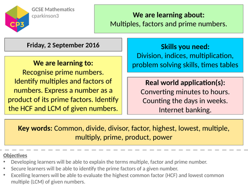 Factors, multiples and prime numbers (inc. HCF & LCM) GCSE | Teaching ... Factors, multiples and prime numbers (inc. HCF & LCM) GCSE | Teaching ...