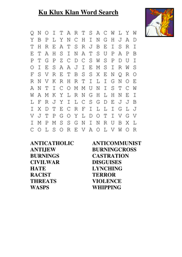 Ku Klux Klan Word Search | Teaching Resources