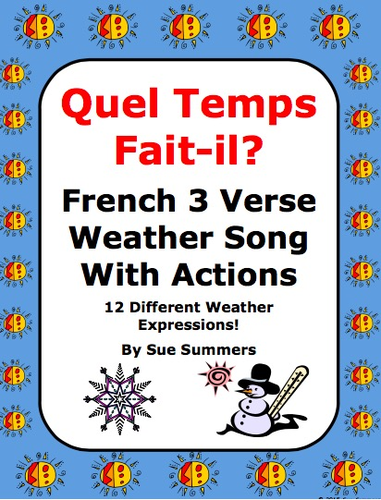 French Weather Song With Actions - Quel Temps Fait-il? | Teaching Resources