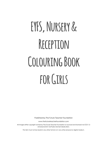 EYFS, Nursery & Reception Colouring Book For Girls (EYFS Art Pre-K Art ...