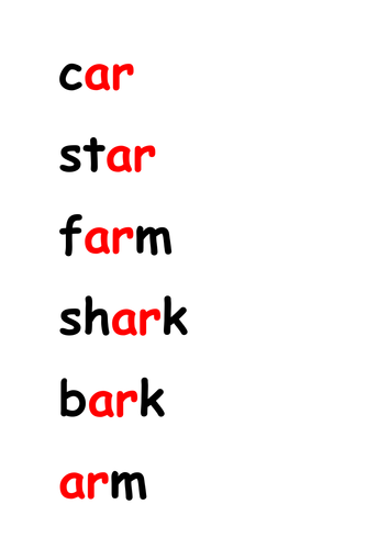 AR digraph pictures and words matching | Teaching Resources
