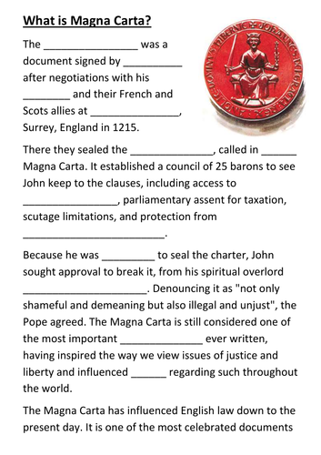 What was Magna Carta cloze activity | Teaching Resources
