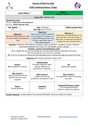 Biology (Bundle 1 - Lessons 1-20) Combined Science Trilogy (AQA ...