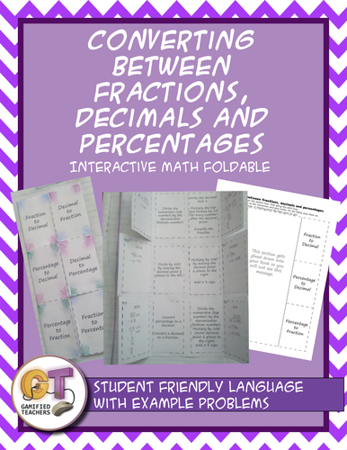 Converting fractions decimals and percentages interactive notebook math ...