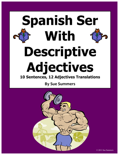 Spanish Adjectives With Ser 10 Sentences and 12 Vocabulary Translations ...