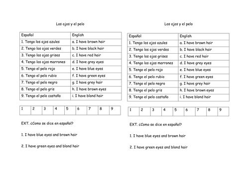 El pelo y los ojos / Hair and eyes | Teaching Resources