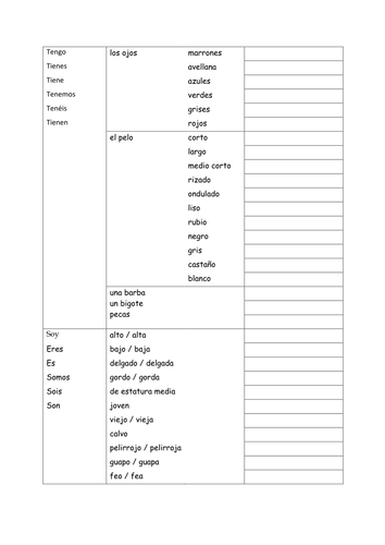 El pelo y los ojos / Hair and eyes | Teaching Resources