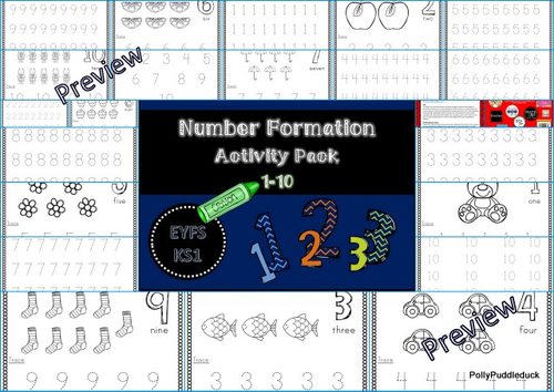 Number Formation 1-10 Activity Pack for EYFS/KS1 | Teaching Resources