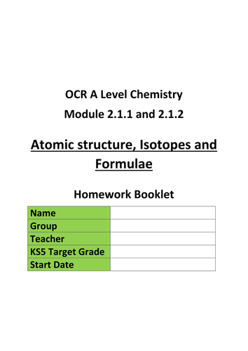 OCR A Level Chemistry A New Spec (from Sept 2015) - Atoms and Reactions ...