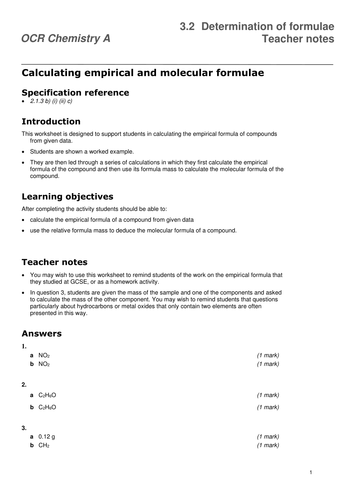 OCR A Level Chemistry A New Spec (from Sept 2015) - Amount of Substance ...