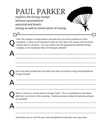 Kinetic Energy and Gravitational Potential Energy Magazine Activity ...