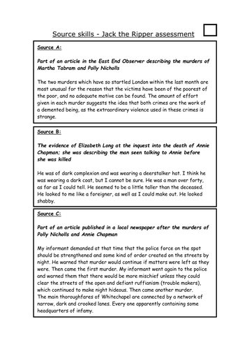 Jack the Ripper scheme of work | Teaching Resources