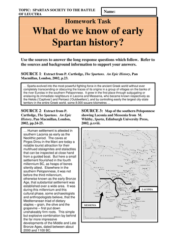 What do we know of the early history of Sparta? | Teaching Resources