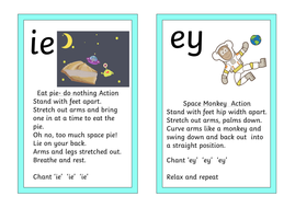 Phonics RWI set 2 & 3 Phase 3 & 5 Yoga/ action cards. Reception Year 1 ...