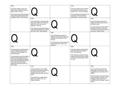 Quiz Game of the 20th Century | Teaching Resources