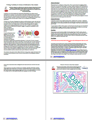 Writing, Vocabulary & Literacy in MS Mathematics: Data Analysis ...