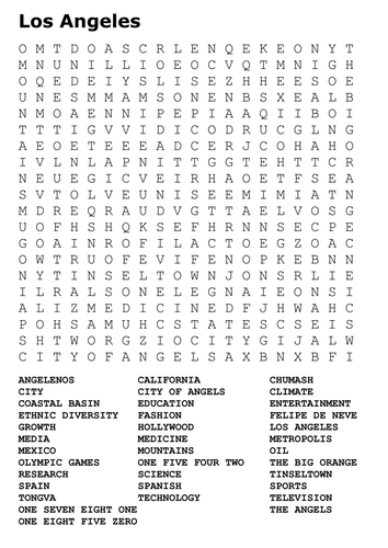 US Cities Word Search Pack | Teaching Resources