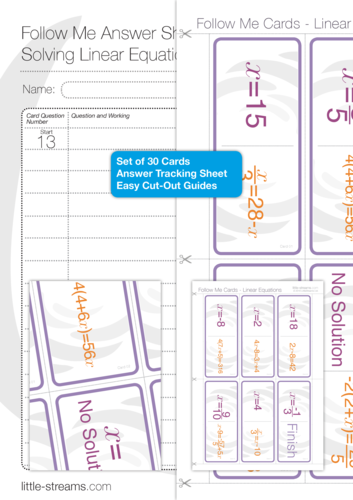 Linear Equations Follow Me Cards - A game for Algebra | Teaching Resources