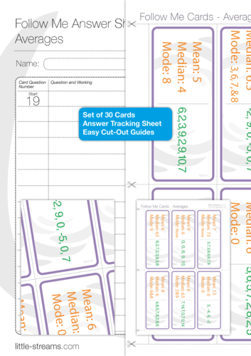 Averages Follow-Me Cards - a game for Mean, Median and Mode | Teaching ...