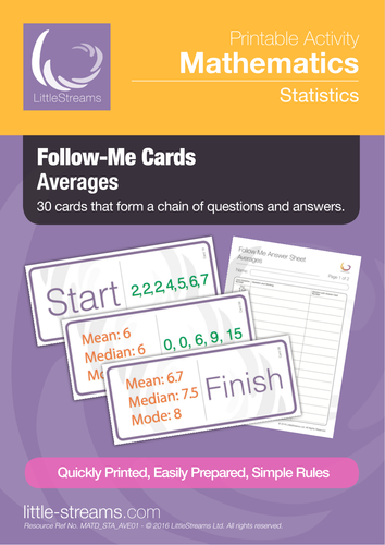 Averages Follow-Me Cards - a game for Mean, Median and Mode | Teaching ...