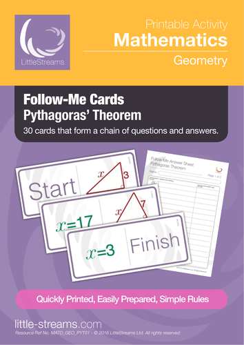 Pythagoras Theorem Follow-Me Cards - A game for working with right ...