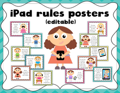 IPad rules printable posters (editable) | Teaching Resources